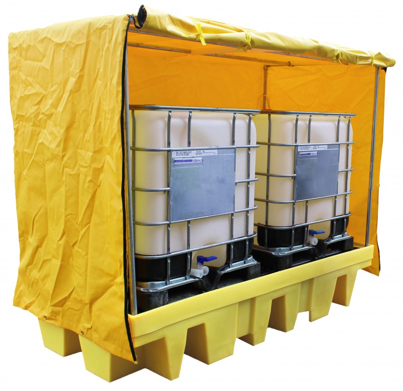 Twin IBC Spill Pallet with External Fabric Cover - S&S Spill Control